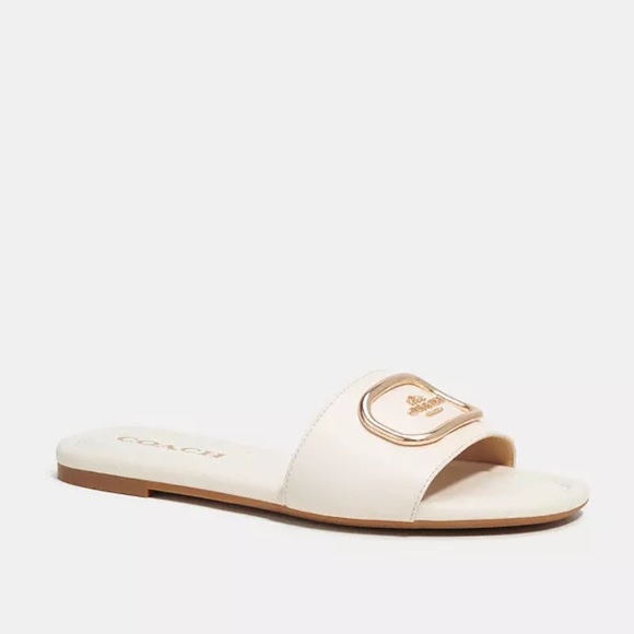 Coach | Shoes | Coach Women Evy Leather Fashion Comfort Flat Slide ...